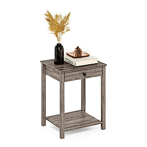 Furinno Classic Side Table with Drawer, 1 Pack, Rustic Oak