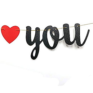 Black Glitter Thank You Banner Pre-Strung,Engaged Wedding Bridal Shower Bunting Thanksgiving Photo Props.Anniversary Bridal Party Decoration (Black)