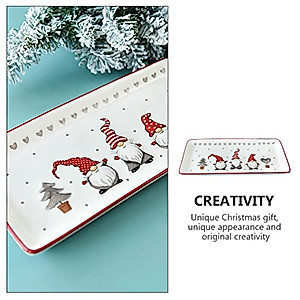 DOITOOL Ceramic Christmas Serving Platter Rectangular Christmas Gnome Serving Platter for Serving Food, Nordic Style Christmas Serving Dish Dinner Plate for Party Entertaining Appetizer