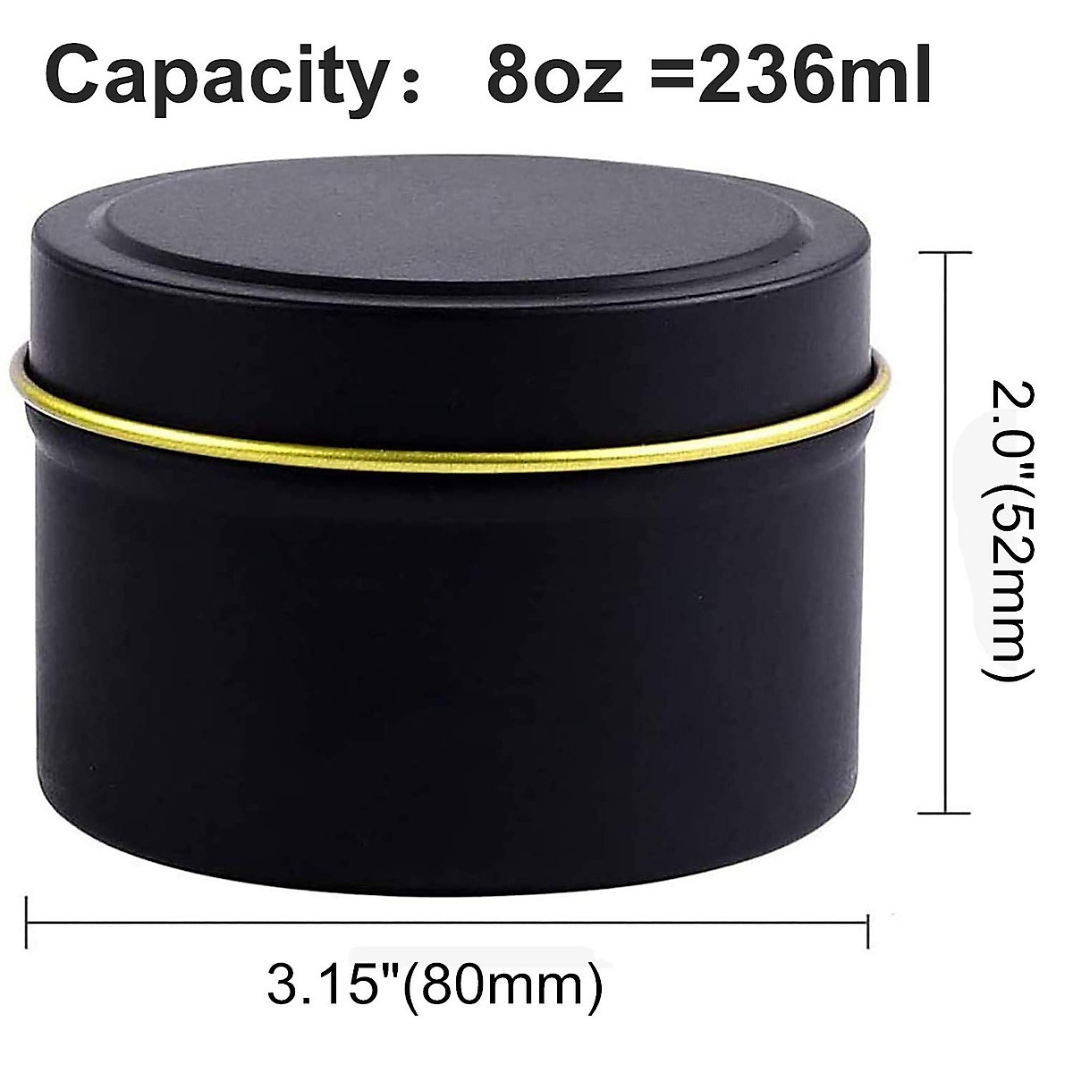 SONVIIBOX 24 Pack 8oz Candle Tins,Black candle tins for making candles bulk,8 oz Candle Jars,Tin Jars for Candle Making,metal tin jars (BLACK)