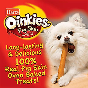 Hartz Oinkies Smoked Pig Skin Chicken Jerky Twists Dog Treats, 96 Count
