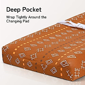 Besrey Changing Pad Cover, Baby Premium Diaper Changing, Ultra-Soft Stretchy Jersey Knit Cotton, Breathable Cradle Sung Sheet Set for Boys & Girls, 2 Pack, Fit 32"/34"x16"Pad(Boho Rainbow Birds)