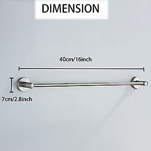 HXcomet 40cm Towel Rail Wall Mounted Towel Holder Screw mounting Small Towel Rail for Bathroom and Kitchen SUS 304 Stainless Steel Brushed Finish,Silver (40cm Towel Rail_B_Style)