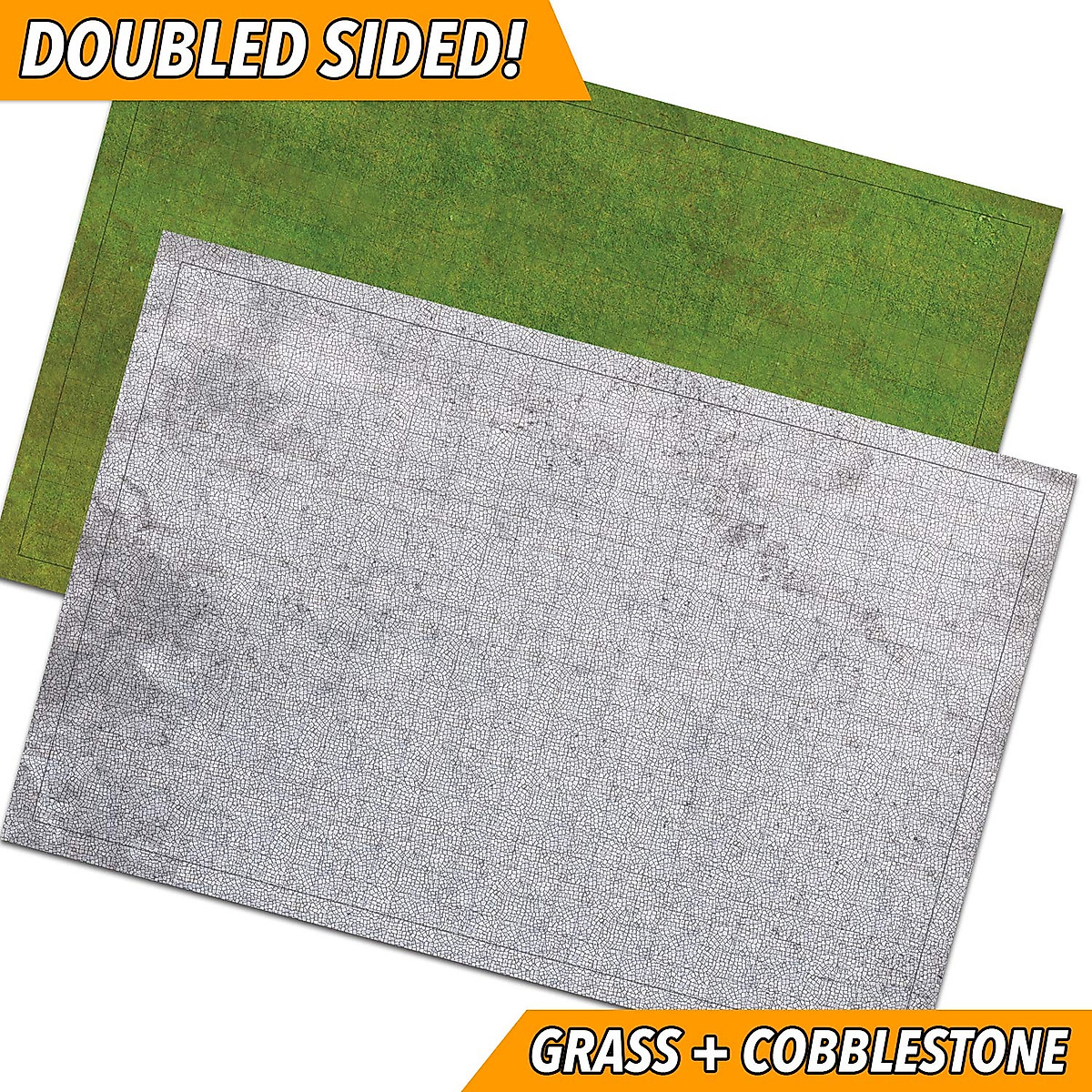 RPG Battle Game Mat - 6 Pack Dry Erase Double Sided 36 x 24 (12 Terrains) + 4 Dry Erase Markers + 1 Eraser + 7pc Polyhedral Dice Set - Large Table Top Role Playing Map for Starters and Mastersâ€¦