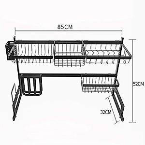 SDGH Dish Rack - Stainless Steel Dish Rack Nonslip Length Adjustable with Chopstick Holder