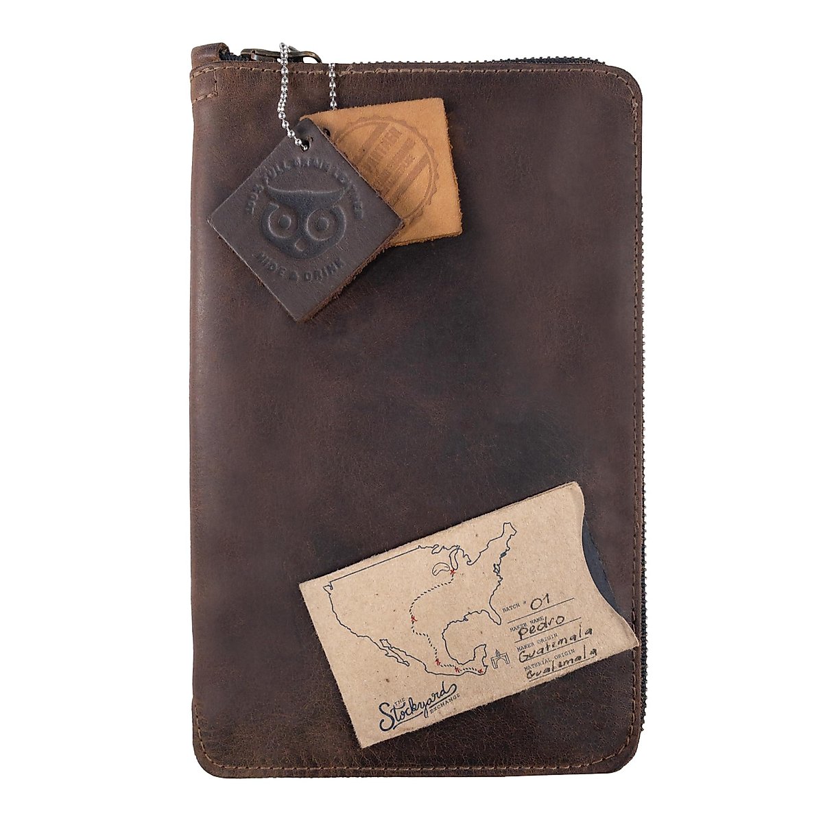 Hide & Drink, Zippered Journal Cover for Moleskine Notebook, L Size (8.5 x 11 in. Notebook NOT Included) Full Grain Leather, Handmade, Bourbon Brown