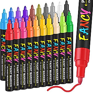 IVSUN Paint Pens Paint Markers, 20 Colors Oil-Based Waterproof Paint Marker Pen Set, Never Fade Quick Dry and Permanent, Works on Rocks Painting, Wood, Fabric, Plastic, Canvas, Glass, Mugs, DIY Craft