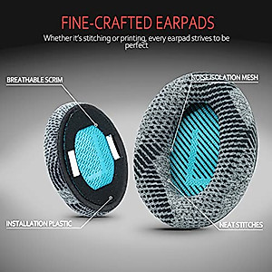 Professional Bose Headphones Replacement Ear Pads, Fits Bose QuietComfort 35 ii /QC35 /QC25 /QC2 /QC15 /Ae2 /Ae2i /Ae2w /SoundTrue & SoundLink(Over-Ear), Fabric & Memory Foam, by Krone Kalpasmos– Gray