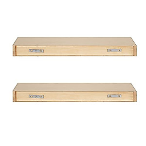 Kate and Laurel Havlock Modern Floating, Mid-Century Bathroom and Kitchen Shelves for Storage and Display, Set of, 2 Piece 24 x 8, Natural Wood