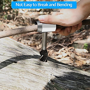 eSynic Bushcraft Hand Auger Wrench, eSynic Scotch Eye Wood Auger with Leather Holster and Rubber Hammer, Survival Tools for Bushcraft Woodworking Hand Drill Set for Outdoor, Camping, Peg Hole Maker