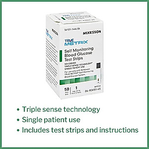 McKesson TRUE METRIX Self-Monitoring Blood Glucose Test Strips, 50 Strips, 24 Packs, 1200 Total