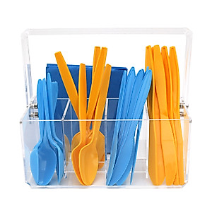 Paylak CNT410 Caddy for Utensils Carrier Acrylic- Forks Spoons Knives Napkin Parties BBQ Picnic