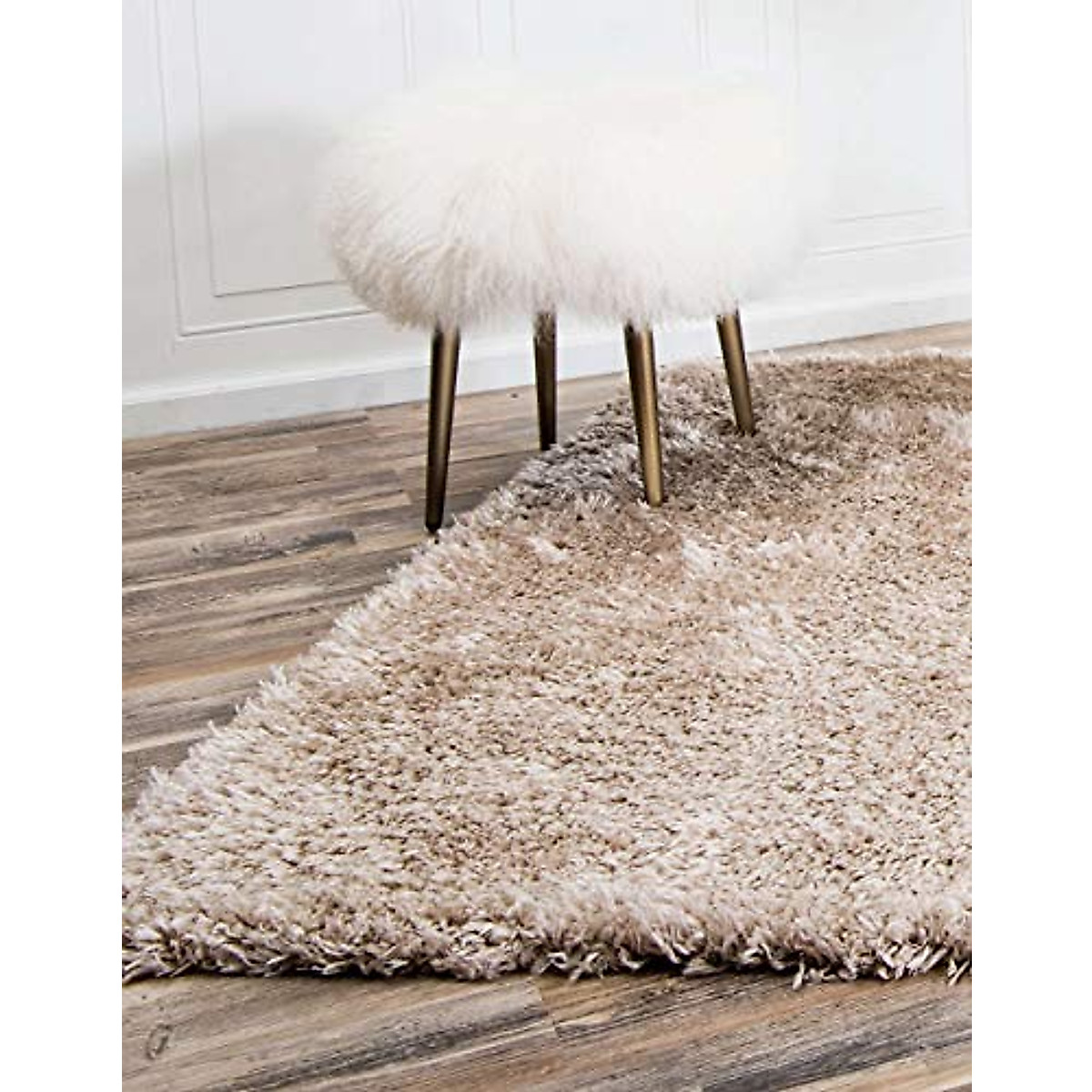 Unique Loom Opulence Shag Collection Plush, Lustrous, Solid, Modern Area Rug, 9' 0" x 12' 0", Blonde