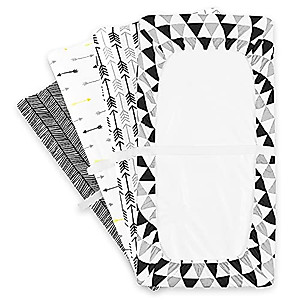 Changing Pad Cover – Baby Changing Pad Covers 4 Pack – Boy or Girl Changing Pad Cover – Pure Jersey Machine Washable Black and White Changing Table Cover – Diaper Changing Pad Cover Sheets