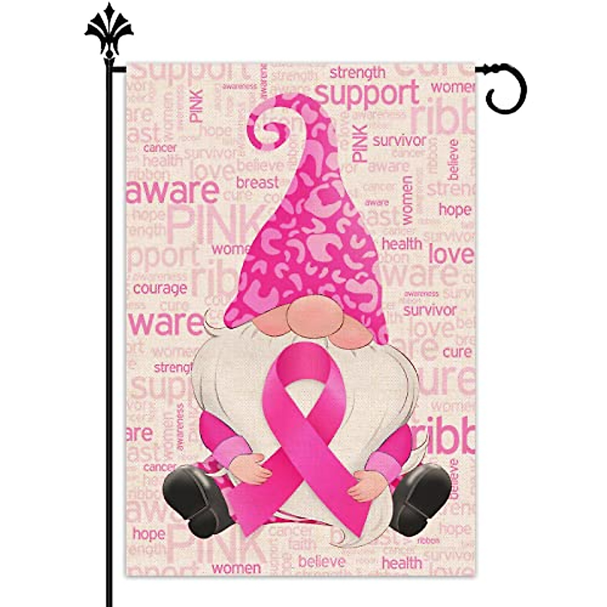 Vohado Breast Cancer Awareness Garden Flag Faith Love Hope Pink Ribbon Decoration Double Sized Yard Outdoor Decor
