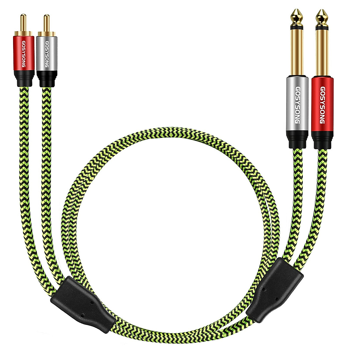 GOSYSONG RCA to 1/4 Cable 15ft, Dual RCA to Dual 1/4 inch TS RCA Cables, 1/4 to RCA Cable