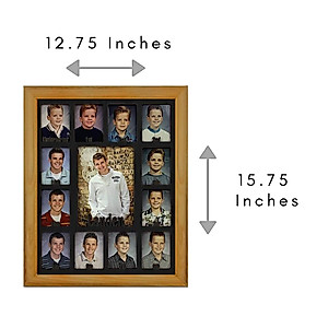 Northland School-Years Picture Frame Personalized - Holds Twelve 2.5" x 3.5" School Photos and 5" x 7" Graduation Picture, Oak Frame, Black Insert, Customizable with any name
