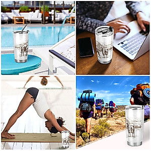 Jihqo Farm Cows Tumbler with Lid and Straw, Insulated Stainless Steel Tumbler Cup, Double Walled Travel Coffee Mug Thermal Vacuum Cups for Hot & Cold Drinks 20oz