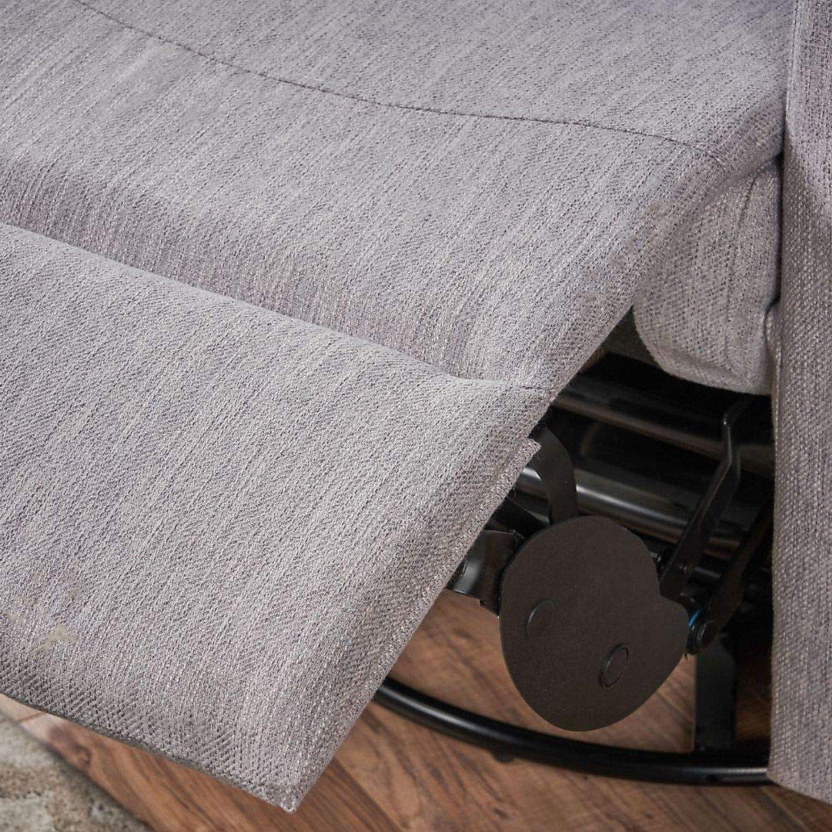 Great Deal Furniture Ishtar Contemporary Glider Swivel Push Back Nursery Recliner - Light Gray and Black Finish 35.75D x 25W x 39H in