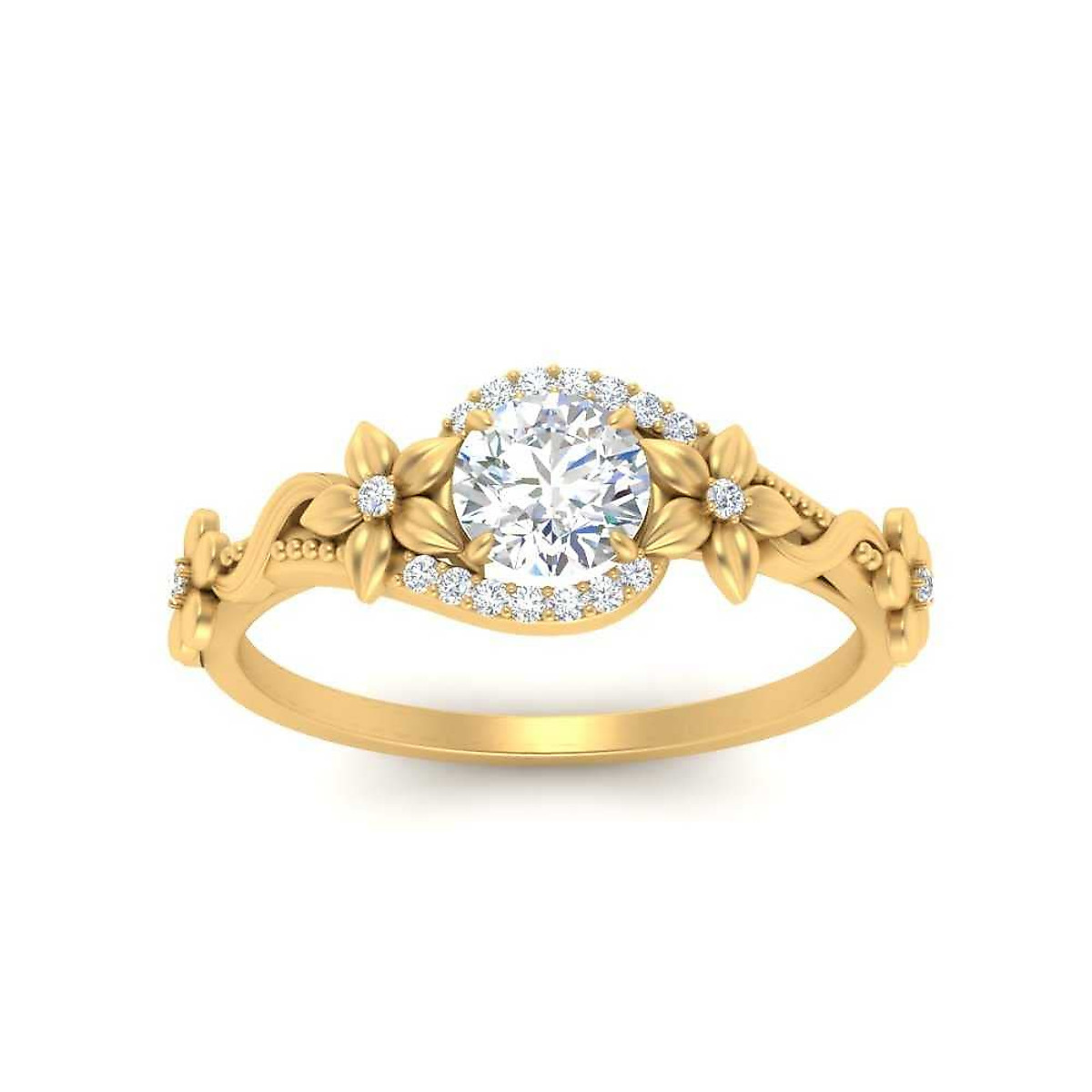 SISGEM 10K 14K 18K Solid Gold Floral Twisted Engagement Rings for Women,1.09 Carat(cttw) Round Cut Moissanite Rings Twist Shank Wedding Engagement Anniversary Promise Bridal Bands with Engraved Name (14K Gold)