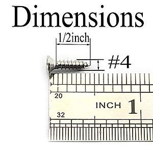 Pro Bamboo Kitchen 100pcs 304 Stainless Steel Flat Head Phillips Wood Screw #4 x 1/2" Half Countersunk Head Self Tapping Screw