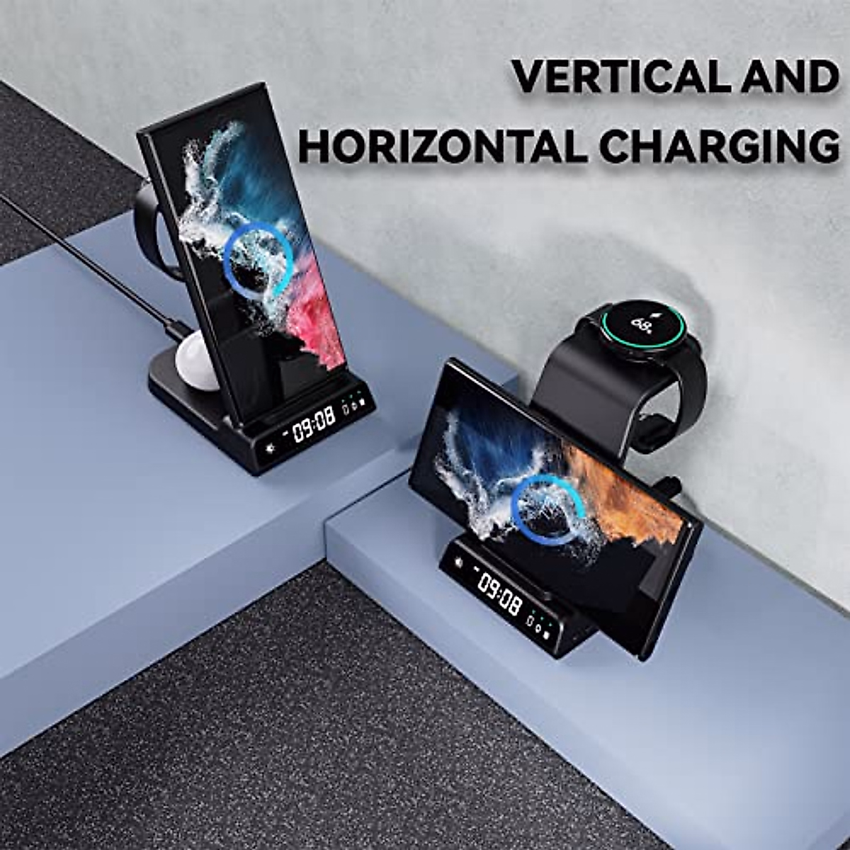 Aukvite for Samsung Wireless Charger, 3 in 1 Wireless Charging Station for Samsung S22 Ultra/Z Flip 4/Fold 4/S22+/S21/S20, Samsung Watch Charger for Galaxy Watch 5 Pro/4/3/Active 2, Galaxy Buds Pro 2