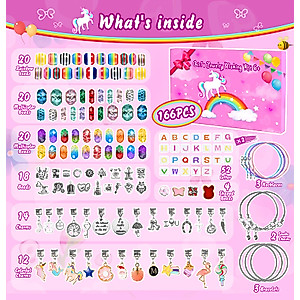 Girls Charm Bracelet Making Kit - 166 Pcs Unicorn Charms Bracelets Kits Kids Jewelry Supplies Make Set DIY Art Craft Set Creative Toys Birthday Gifts for Age 5 6 7 8 9 10 11 12 Year Old Girl Children
