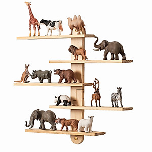 Panalo Wooden Floating Shelves for Wall, Small Wood Display Shelves Rack for Collectibles-Figures, Mini Decor, Toy, Toniebox - 16 inches Sliding Trinket Shelf with 2 Types of Installation