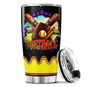 HUBUPU Tumbler 20 Oz With Lid And Straw, Softball Gifts, Softball Repeat Colorful