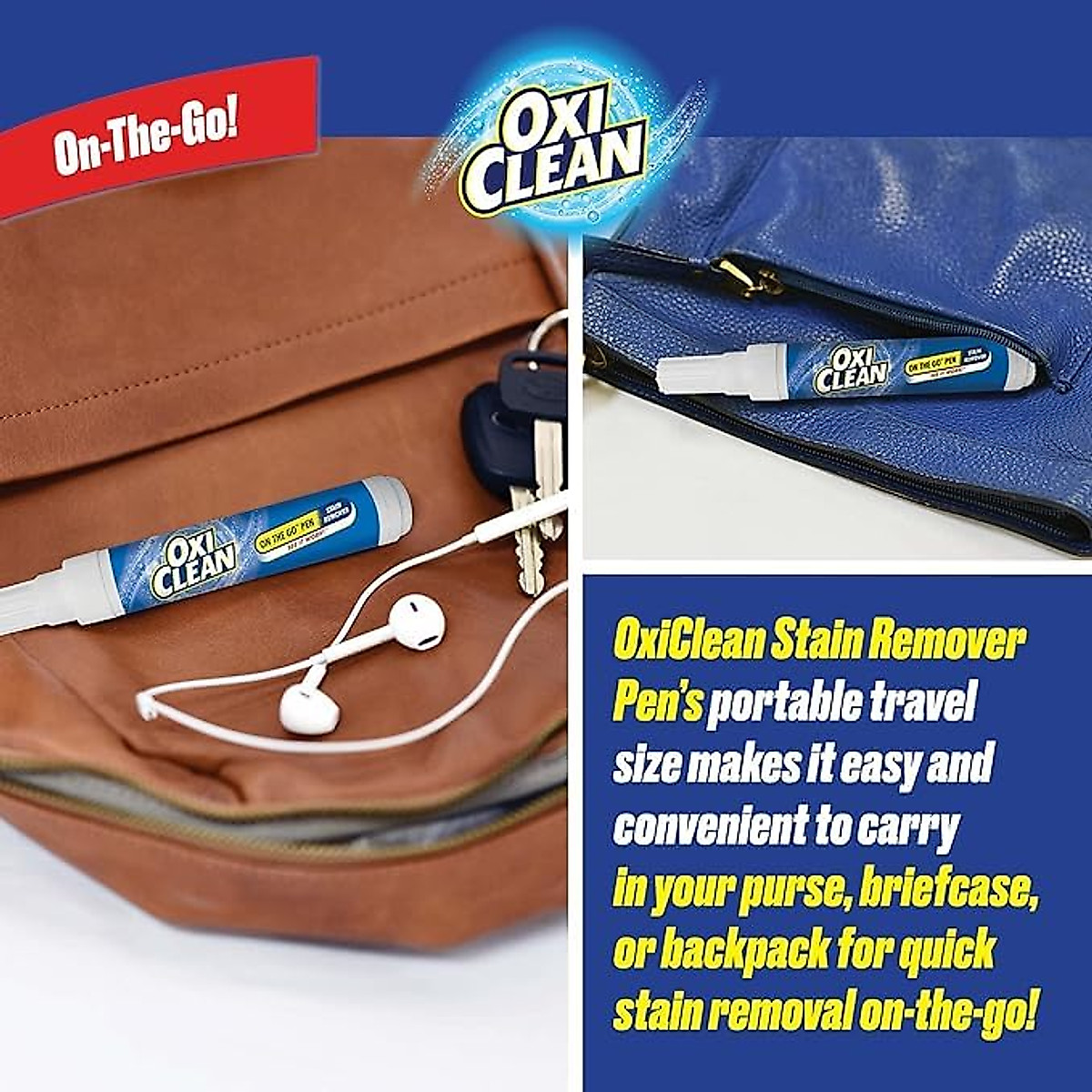 OxiClean Stain Remover Pen for Clothes (4 Pack) - Instant Spot Cleaning for All Laundry Stains: Blood, Food, Drinks, Dirt, Ink, Makeup - Bleach-FREE & Travel-Friendly (2x More Quantity)