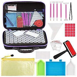 Diamond Painting Storage Containers,60 Slots Diamond Storage Box with Tools,Portable Bead Storage Container,Diamond Painting Accessories kit.