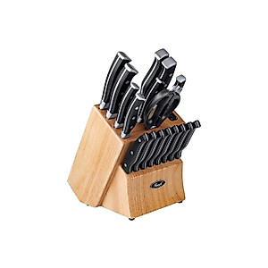 Rosewill 18 Piece Stainless Steel Cutlery Knife Set with Kitchen Shears| Triple Riveted Handles, Full Tang Design with Wood Block and Built-in Sharpener