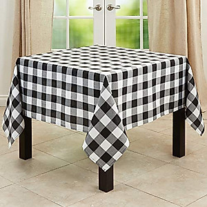SARO LIFESTYLE Cotton Blend Buffalo Plaid Tablecloth, 70", Black