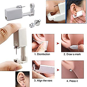 Pimoys 4pcs Painless Ear Piercing Gun Disposable Safety Asepsis Piercing Tool Kit with Ear Studs
