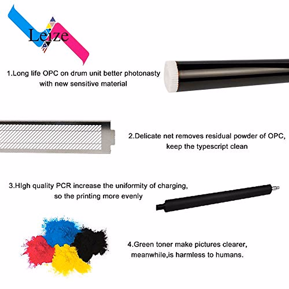 Leize Compatible 7120 Toner Cartridge use for Xerox WorkCentre 7120 7125 7220 7225 Printer Replacement for 006R01457 006R01458 006R01459 006R01460, Black 22,000 & Color 15,000 Pages [KCMY-4PACK]