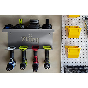 Ztorq Cordless Drill Tool Organizer - Drill holder storage wall mount shelf rack and charging station to optimize garage organization and power tool storage