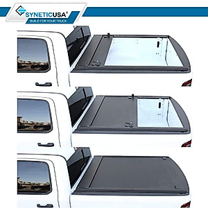 Syneticusa Retractable Hard Tonneau Cover Fits 2011-2024 Ford F-150 (incl. Raptor/Lightning) 5’6” (67”) Truck Bed Matte Black Aluminum Waterproof