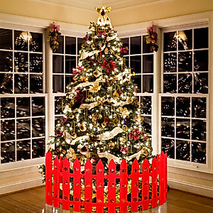 30 Pieces Christmas Tree Fences Thick Plastic Picket Fence Christmas Tree Fences Mini Fence Decoration for Home Garden Christmas Wedding Party, 12 Inches (Red)