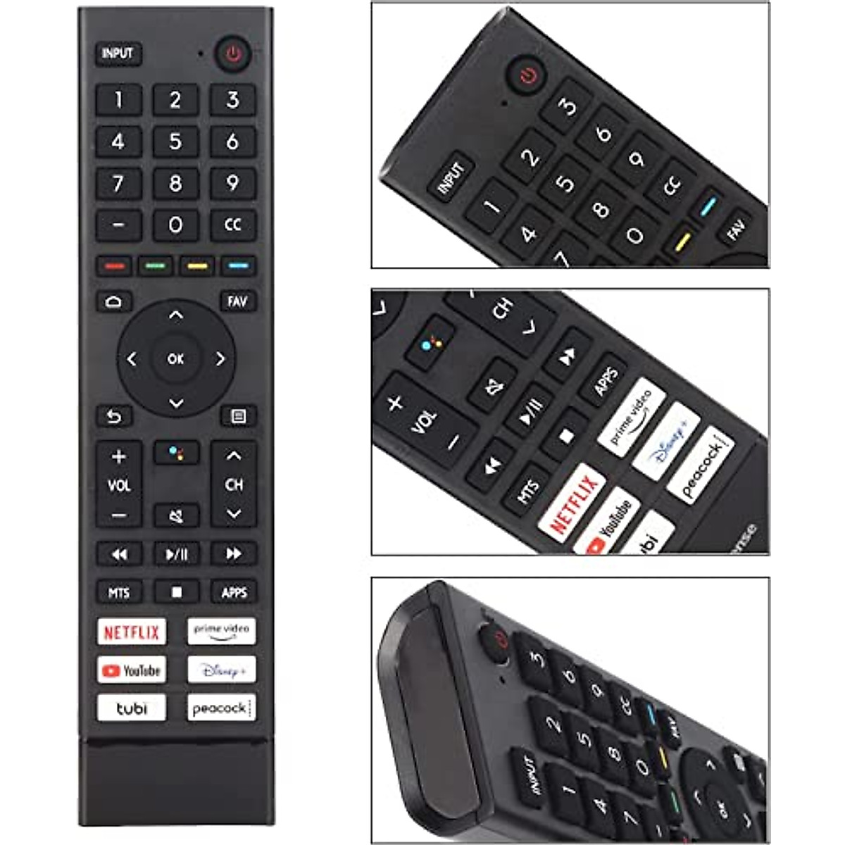 ERF3J80H Universal Replaced Remote Fit for All Hisense 4K UHD Android Smart TV A6G U6G U8G Series 75A6G 70A6G 65A6G 60A6G 55A6G 50A6G 43A6G 55U68G 50U6G 65U6G 75U6G 50U68G 75U68G NO Voice Command