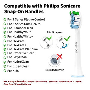 USHON Replacement Toothbrush Heads for Philips Sonicare Click-on Toothbrushes, Brush Heads Compatible with Phillips Sonicare Snap-on Electric Tooth Brushes, 8 Pack