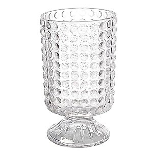 DECORSWITH Embossed Glass Vase, Vintage Clear Glass Vase, Clear Compote Vase, Pedestal Vase for Centerpieces Tables Home Decor Wedding Gift (GVCV006YD)