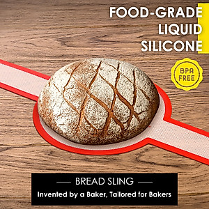 Upgraded Silicone Bread Sling Dutch Oven Liners Sourdough Baking Supplies Reusable Non-Stick Bread Mat Cast Iron Sheet Extra Long Handles Larger Size 8.6 Inch Diameter (Red, 2)