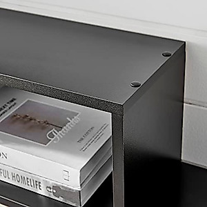 Danya B. 3-Tier Rustic Hanging Wall Mount Floating Ladder Accent Shelf with Criss Cross Asymmetrical Modern Design (Black)