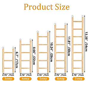 YHNTGB 5pcs Wooden Bird Ladder for Parrots Cage 5 Basic Sizes Perch Parakeet Climbing Toys Hanging Pet Natural Step Cockatoo Lovebirds