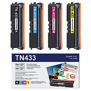 HIYOTA TN433 Compatible TN-433BK TN-433C TN-433M TN-433Y High Yield Toner Cartridge Set Replacement for Brother TN433 HL-L8360CDWT L9310CDW MFC-L8900CDW Series Printer (4 Pack ,1BK/1C/1M/1Y)