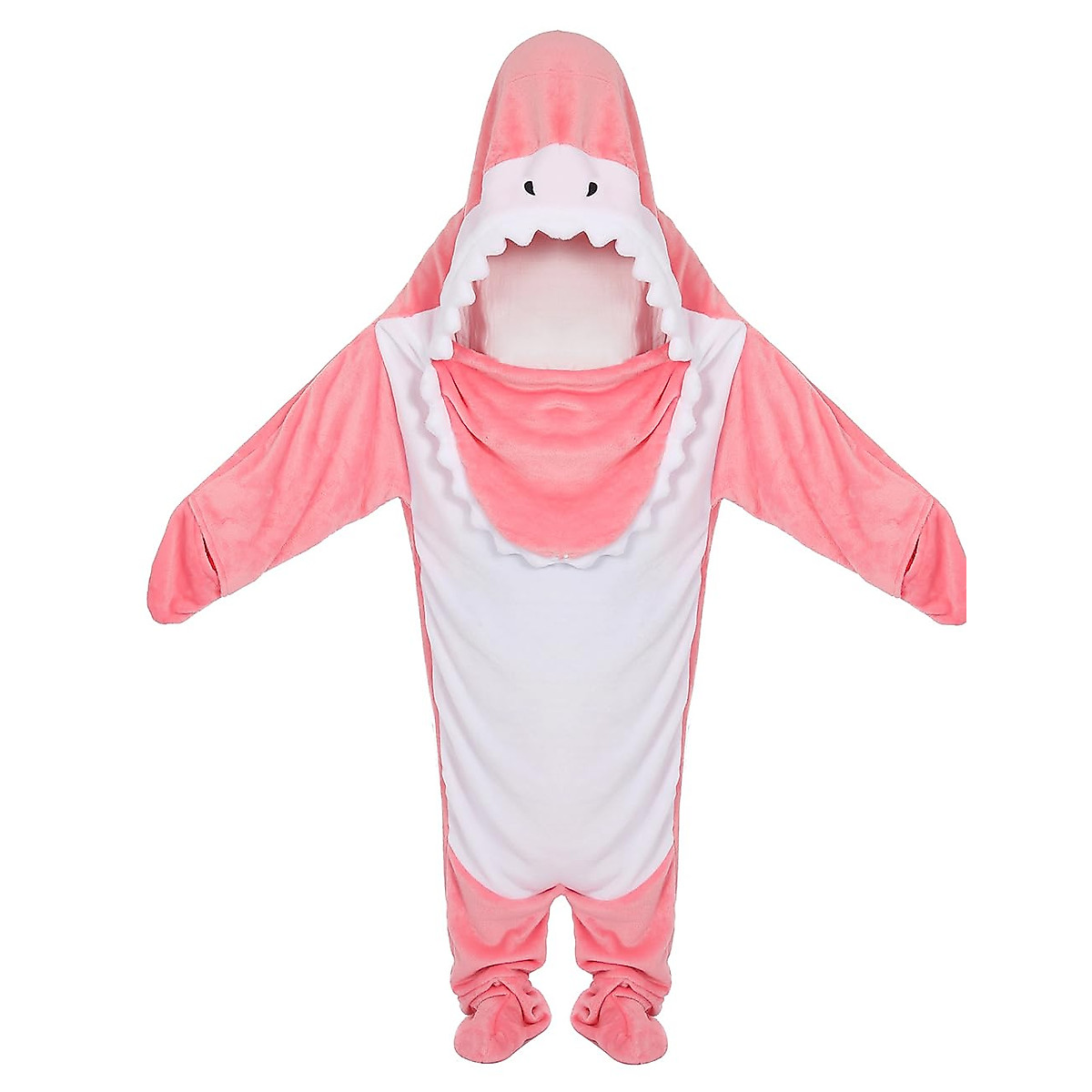NAFLEAP Wearable Blanket Hoodie kids Shark Dinosaur Onesie Costume Gifts for Girls, Shark pink, 140
