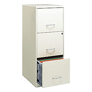 Office Dimensions 3 Drawer Lock SOHO Vertical File Cabinet, 18-Inch, White