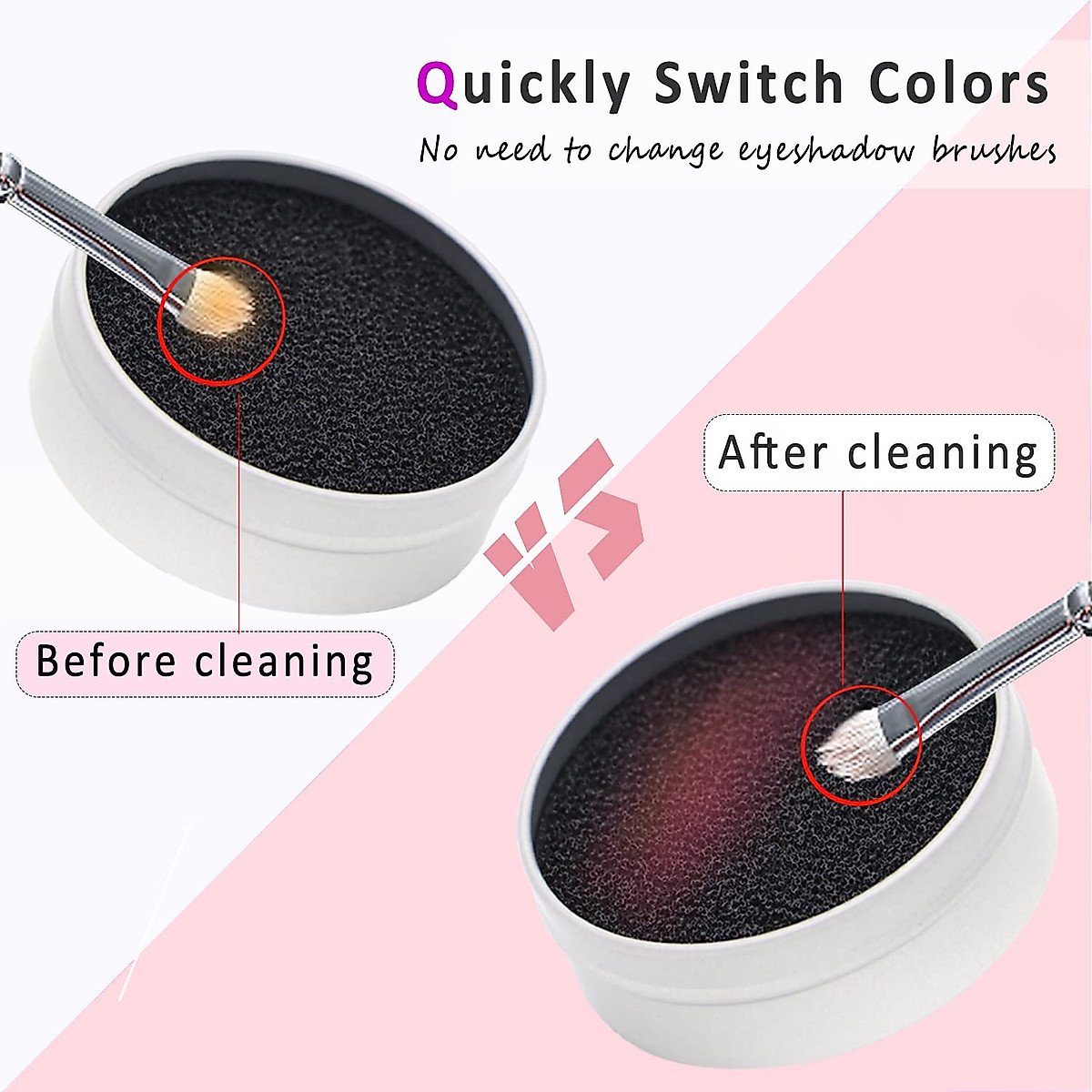 2 Pack Makeup Brush Cleaner Sponges - Switch Eyeshadow Colors Immediately & Dry Clean Makeup Brushes, Portable Cleaning Case for Home and Travel (2Pcs Black acticarbon scrubbing sponge)