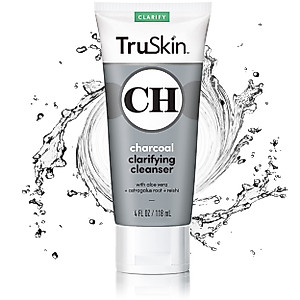 TruSkin Charcoal Cleanser Facial Cleanser – with Activated Charcoal, Reishi Mushroom and Ylang Ylang Blossom – Skin Care Made to Balance, Detoxify, and Cleanse Deeply, 4 fl oz