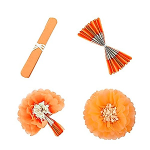 Fonder Mols Yellow Orange Gold Tissue Paper Flowers Tissue Pom Poms Blooms for Little Cutie Baby Shower, Nursery Decor, Fall Birthday Party Decorations(Set of 21)